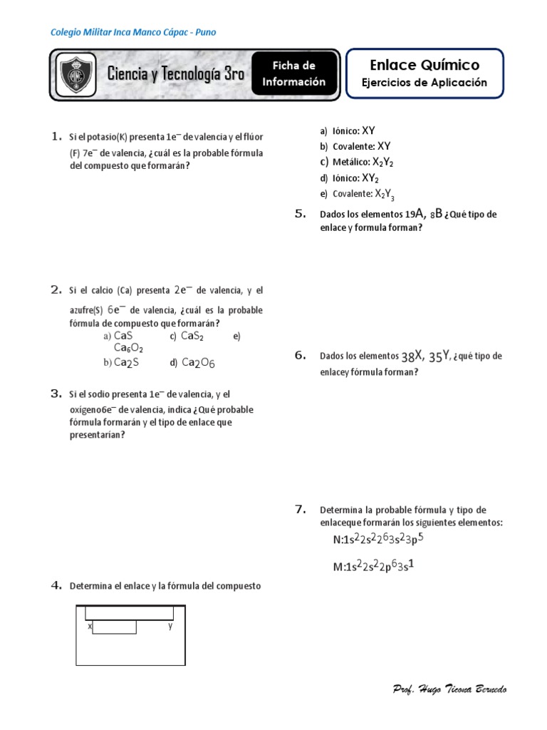 Enlace Químico - Guia Aplicacion | PDF | Enlace químico | Compuestos ...