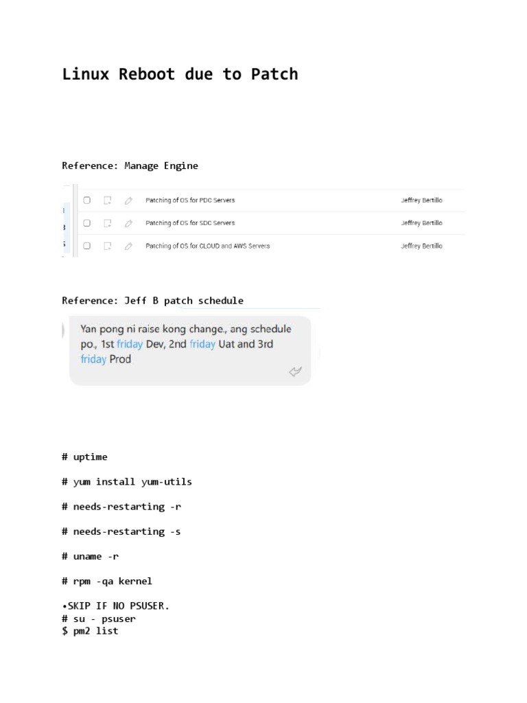 Linux Reboot Due To Patch | PDF | Home & Garden | Computers