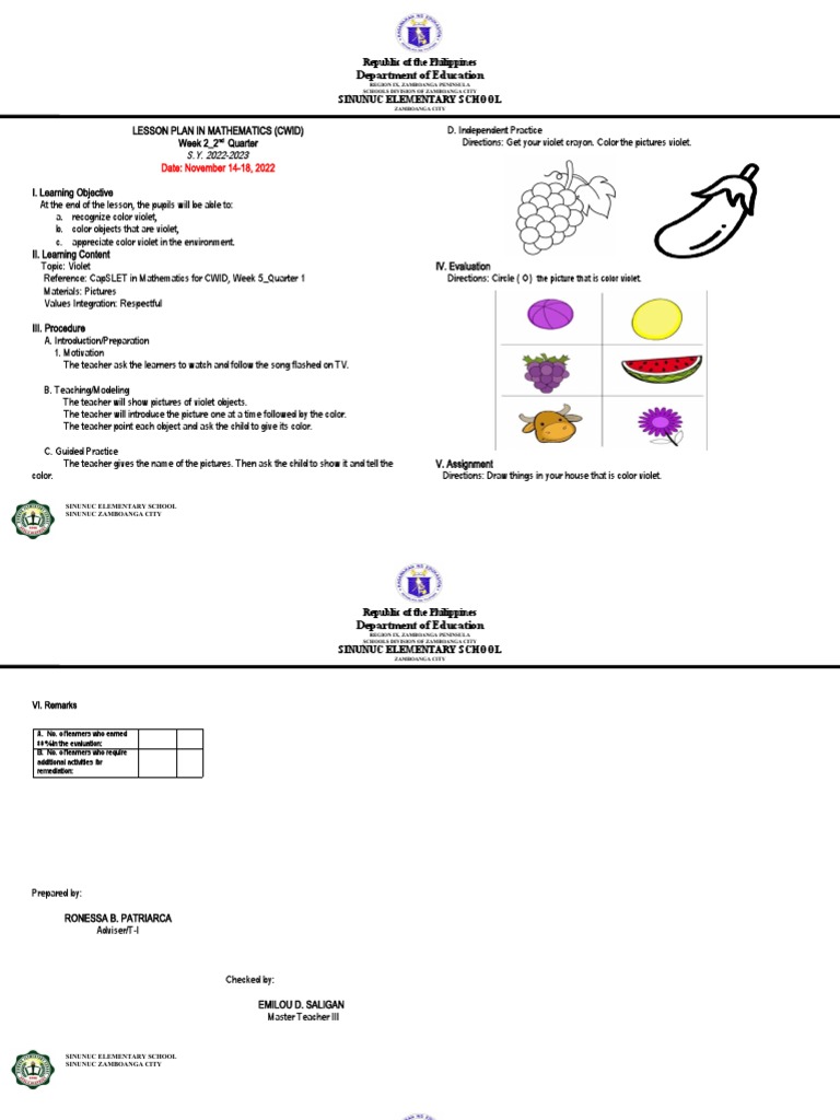Lesson-Plan-CWID_Week-2-Q2 | PDF | Teachers | Lesson Plan