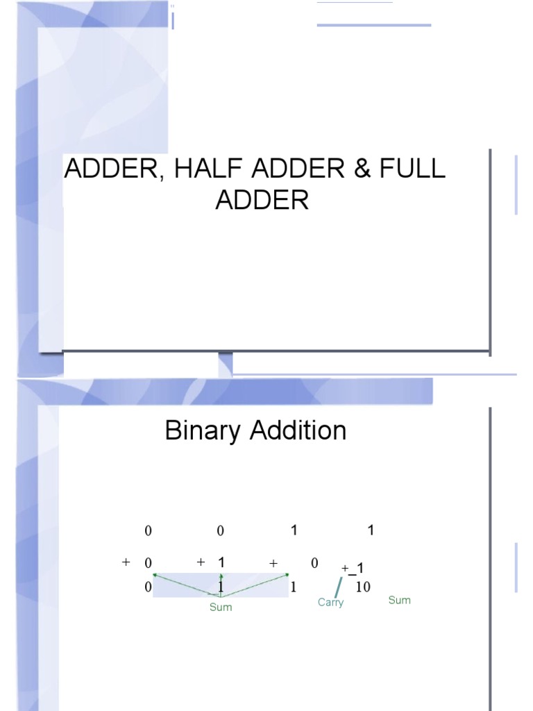 Half Adder | PDF | Electronic Engineering | Mathematics