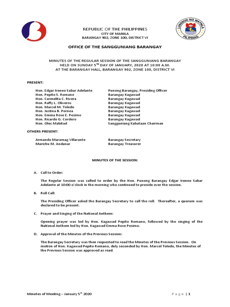 Office of The Sangguniang Barangay | PDF