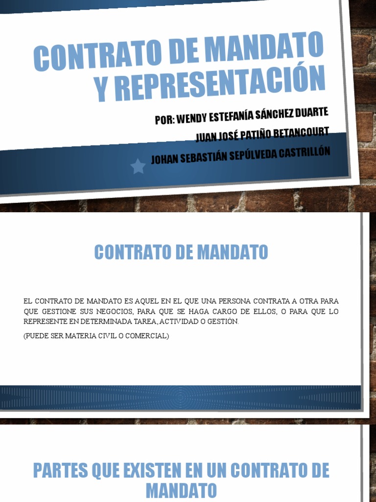 Contrato de Mandato y Representación | PDF | Poder legal | Consentimiento