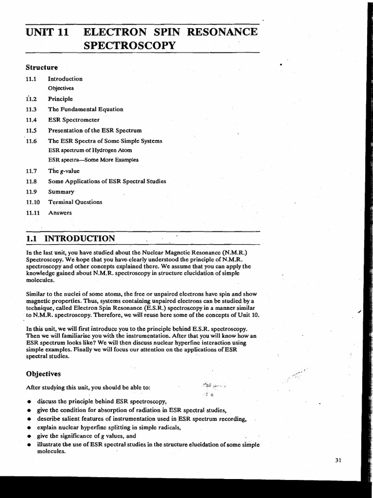 Unit 11 | PDF | Electron Paramagnetic Resonance | Nuclear Magnetic Resonance