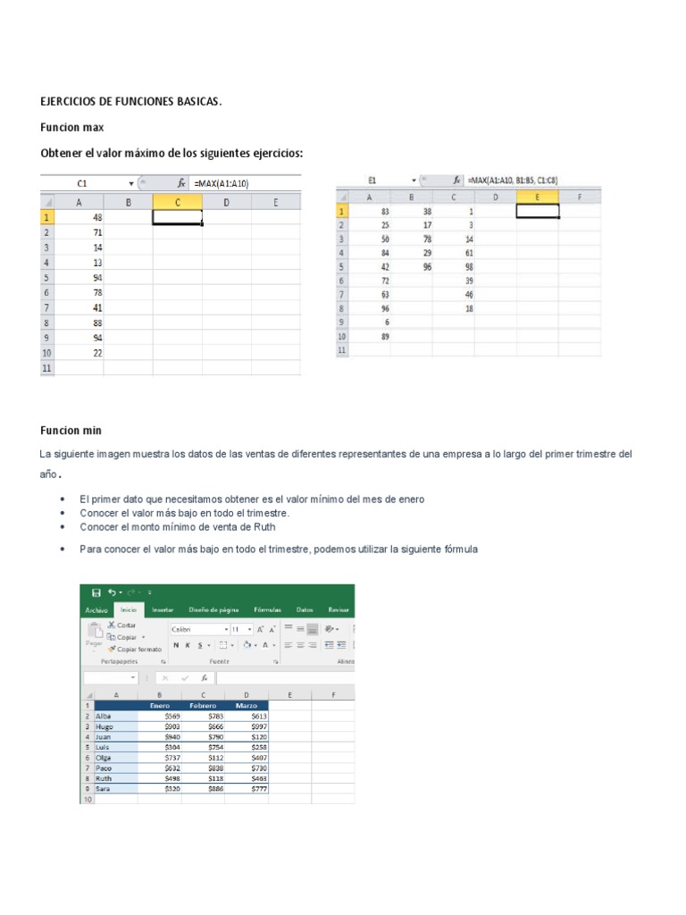 Ejercicios de Funciones Basicas | PDF