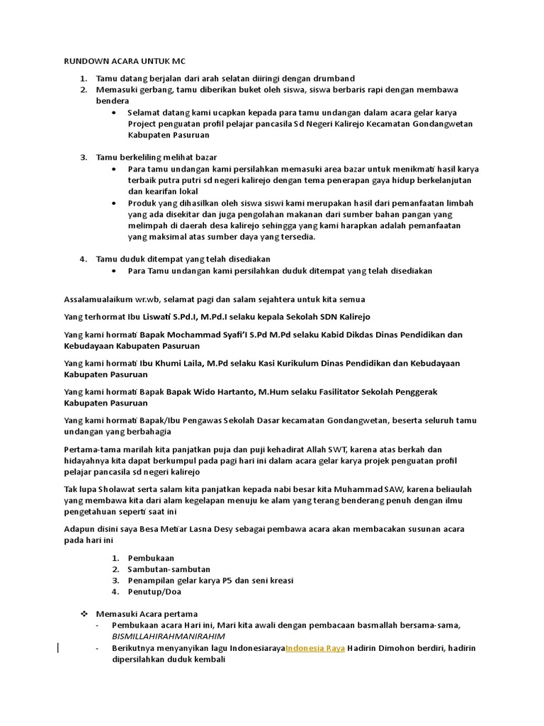 Susunan Acara MC | PDF | Seni