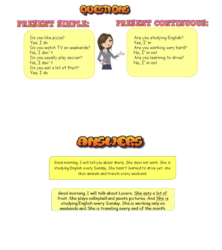 Preguntas en Presente Simple y Presente Continuo | PDF