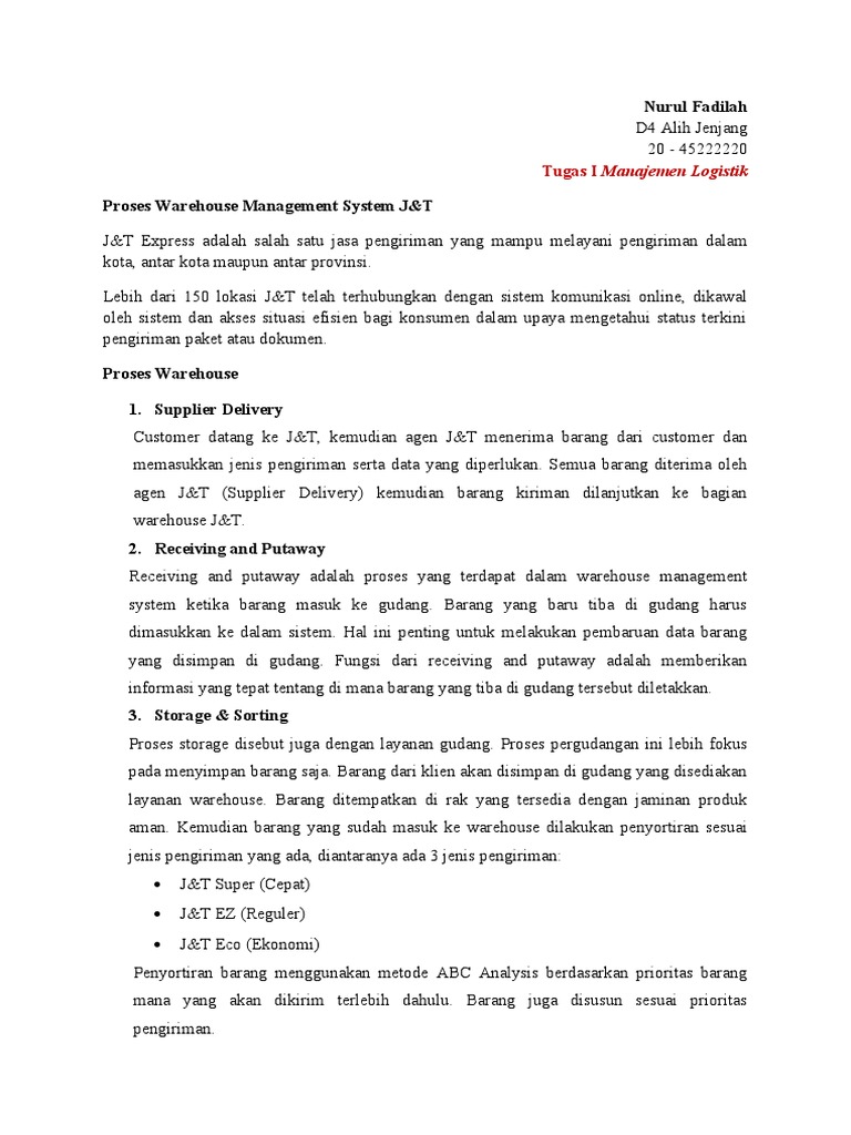 Tugas Warehouse System | PDF