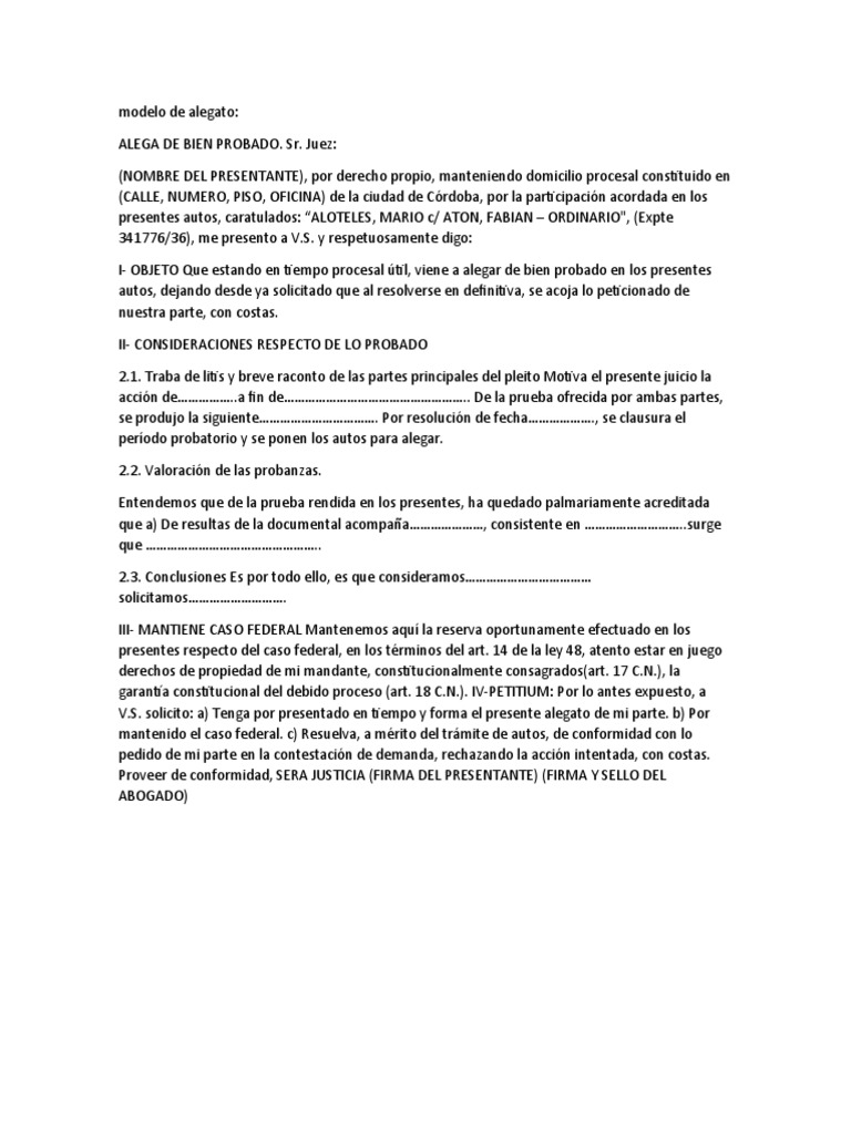 Modelo de Alegato | PDF