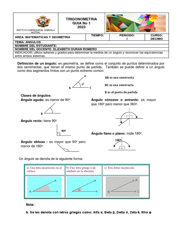 Tipos y Medición de Ángulos | PDF | Ángulo | Geometría