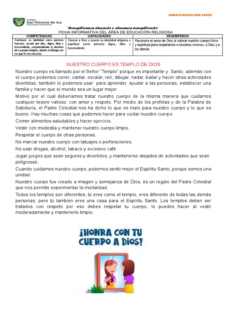 2 Ficha Informativa - Templo Es Cuerpo de Dios | PDF | Dios | Amor