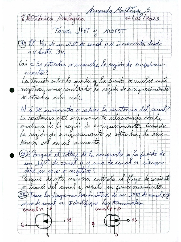 Tarea Jfet y Mosfet | PDF Tarea Jfet y Mosfet | PDF