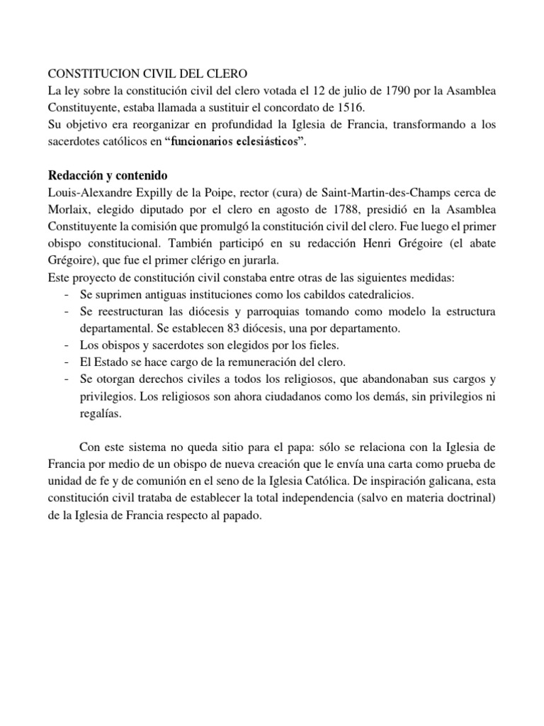 Constitución Civil del Clero en Francia | PDF