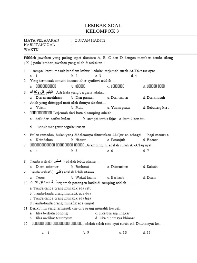 Lembar Soal Try Out 3 | PDF