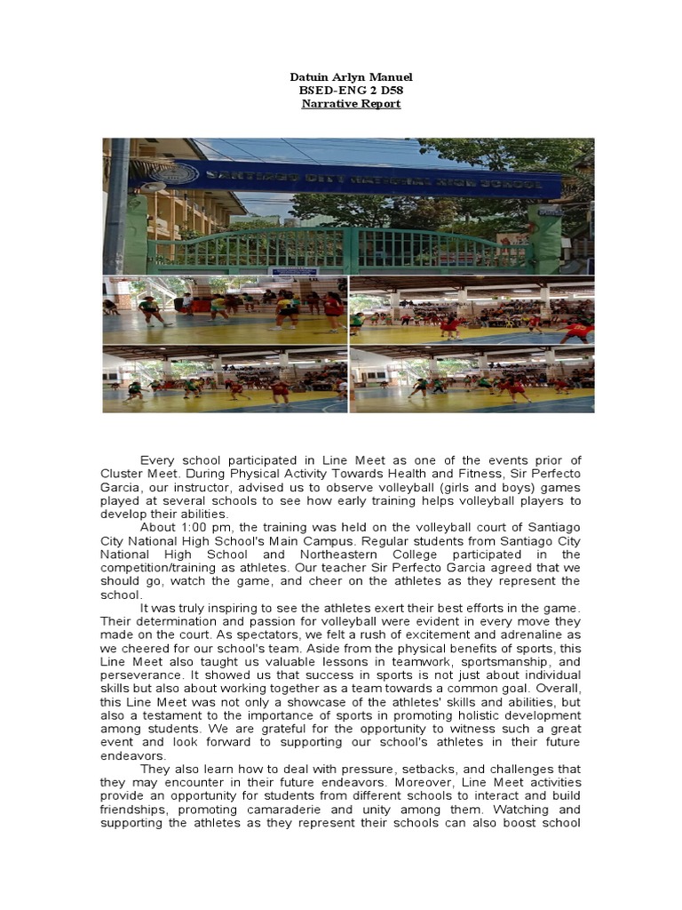 Narrative Report in P.E | PDF | Sports | Learning