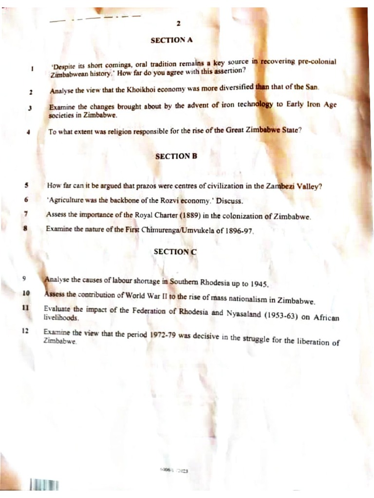 June 2023, A Level History Questions Papers 1 and 2 | PDF