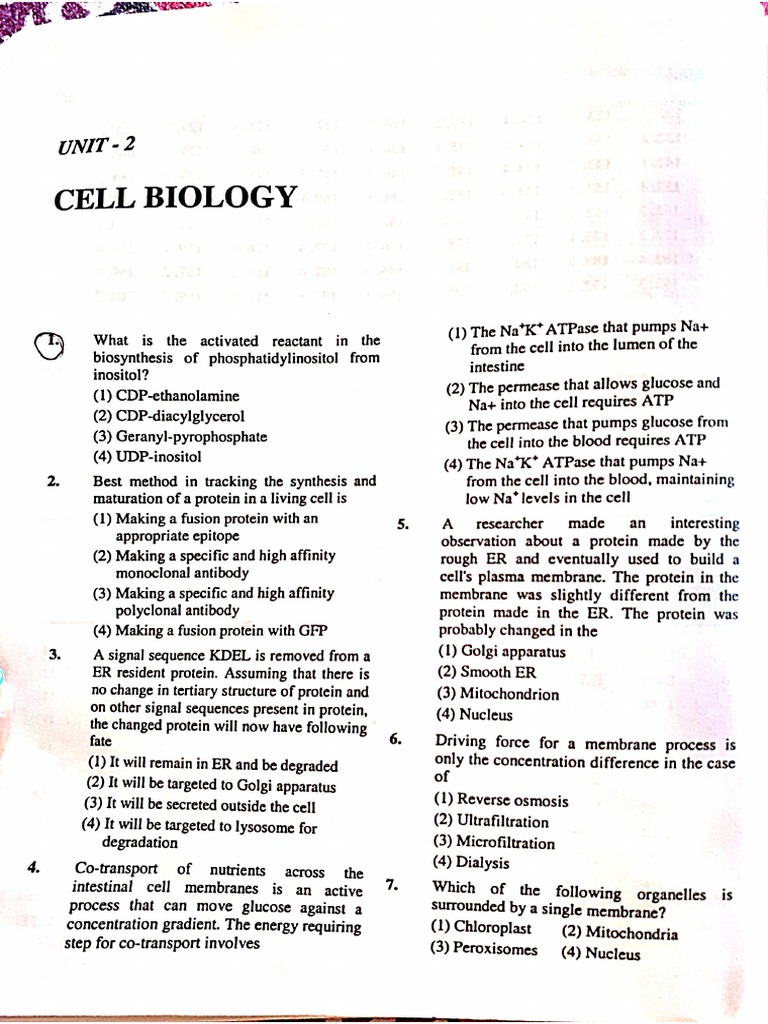 Cell Biology Mcqs | PDF