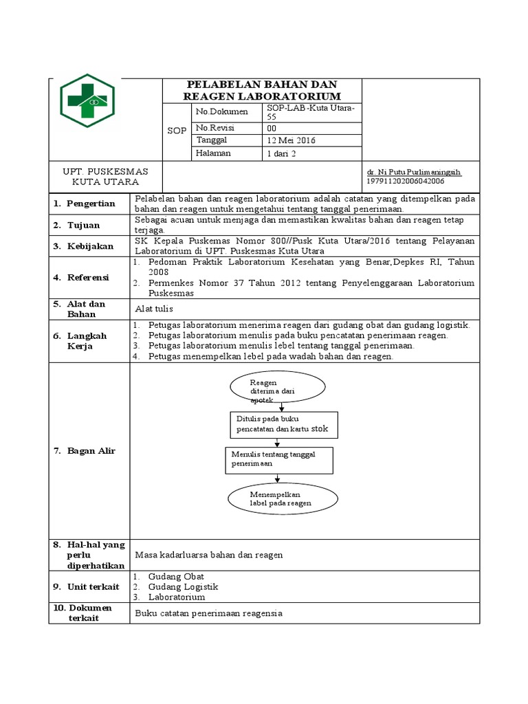 LAB-8.1.5 EP 5-Pelabelan Bahan Dan Reagen Laboratorium | PDF