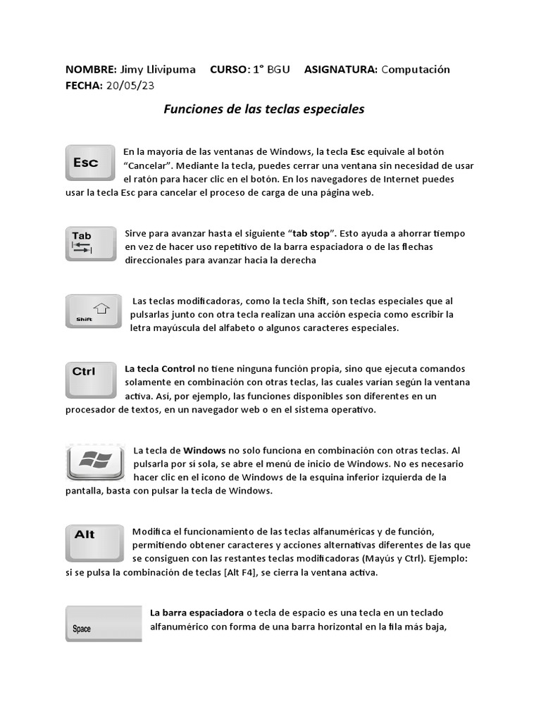 Funcion de Las Teclas Especiales | PDF | Ventana (informática) | Teclado
