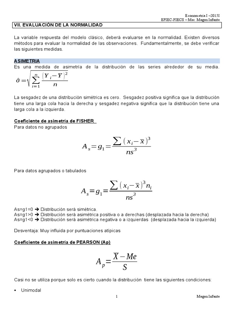 Evaluación de La Normalidad | PDF | Mínimos cuadrados ordinarios | Métodos matemáticos y ...