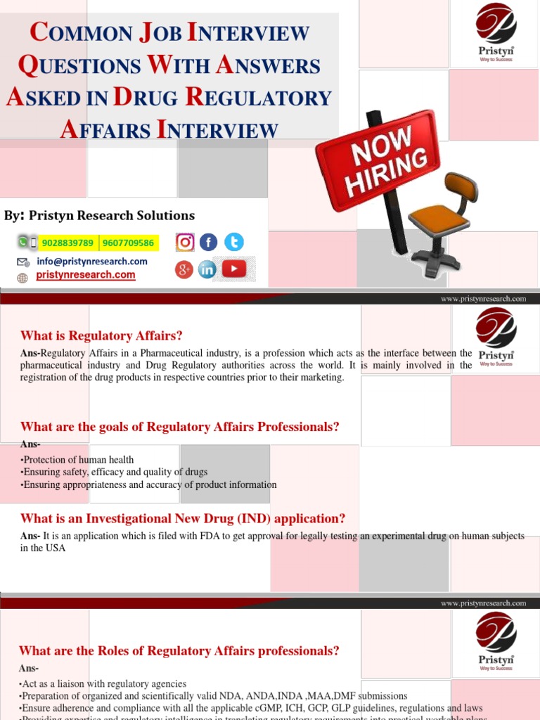 Drug Regulatory Affairs Interview Guide | PDF | Health Sciences ...
