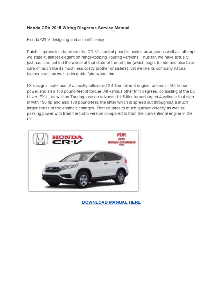Honda CRV 2015 Wiring Diagrams Service Manual | PDF