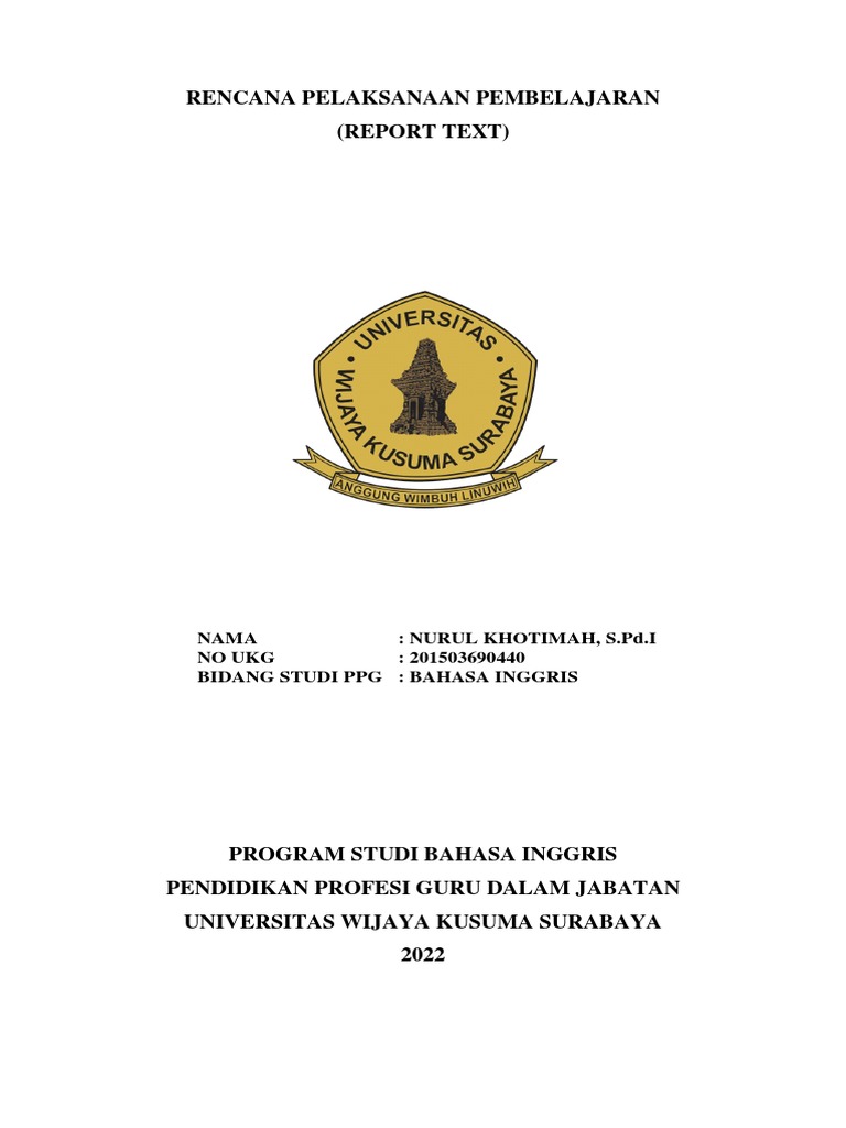 RPP Report | PDF | Seni & Disiplin Bahasa