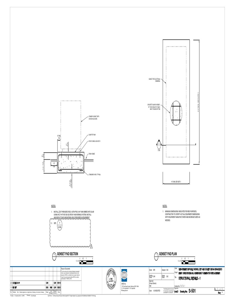 Genset Pad Plan Genset Pad Section: Client Designer Drawn Reuse of ...