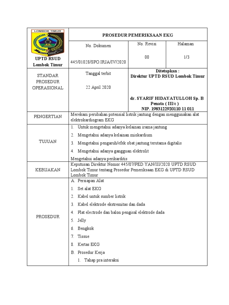 Spo Prosedur Pemeriksaan Ekg Finish | PDF