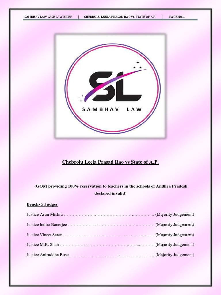 Chebrolu Leela Prasad Rao Vs State of A.P | PDF | Constitution | Governance