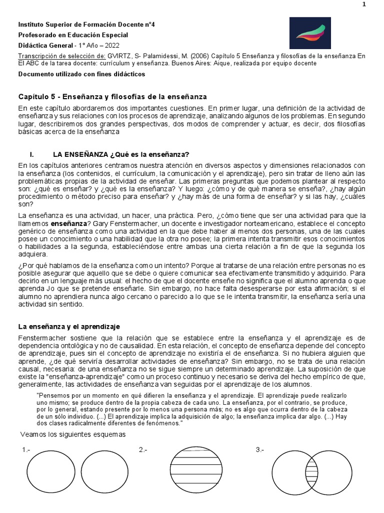 Gvirtz y Palamidessi Clase 10- Abril 2023 | PDF | Enseñando | Aprendizaje