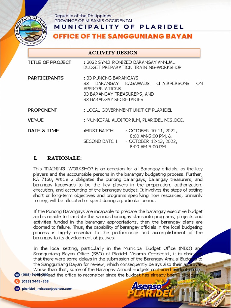 Synchronized Barangay Budget Preparation | PDF | Budget | Government