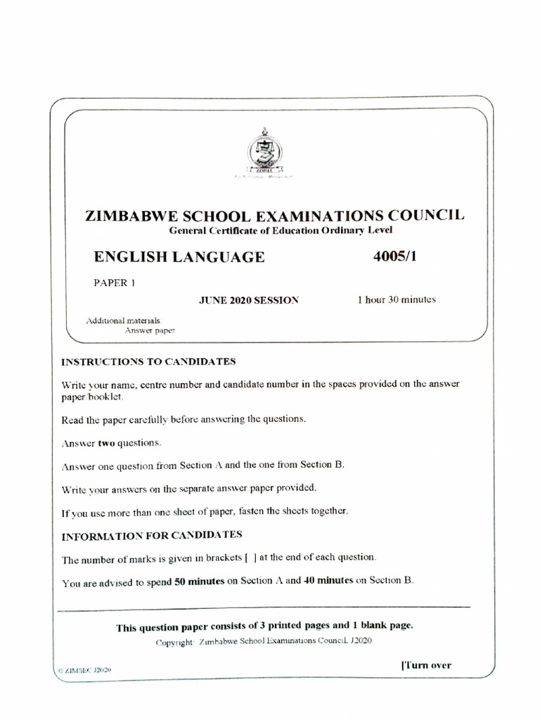 English Language Paper 1 June 2020 | PDF