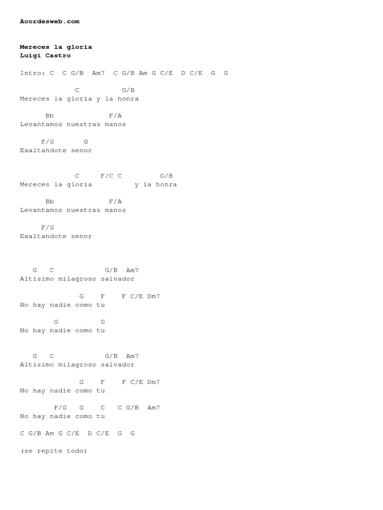 Mereces La Gloria Luigi Castro Acordesweb Com | PDF