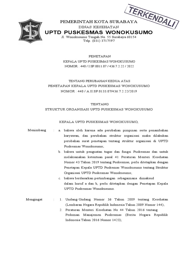 Sp Struktur Organisasi 2022 Ttd Dr Heri | PDF