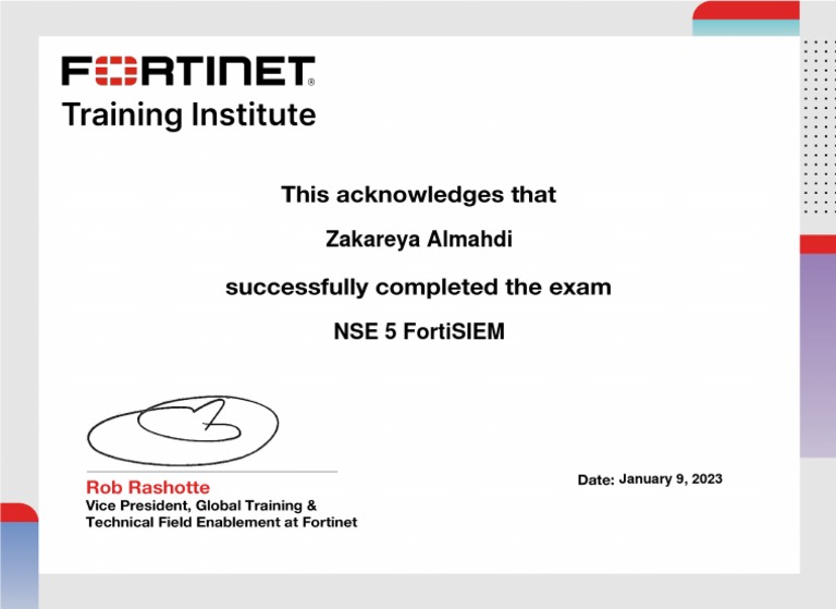 FortiSIEM Exam Certificate | PDF
