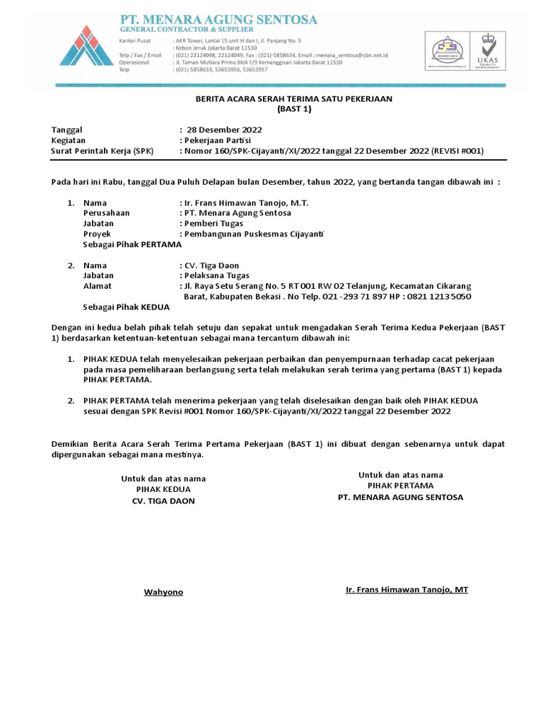 BA BAST 1 (Partisi) | PDF