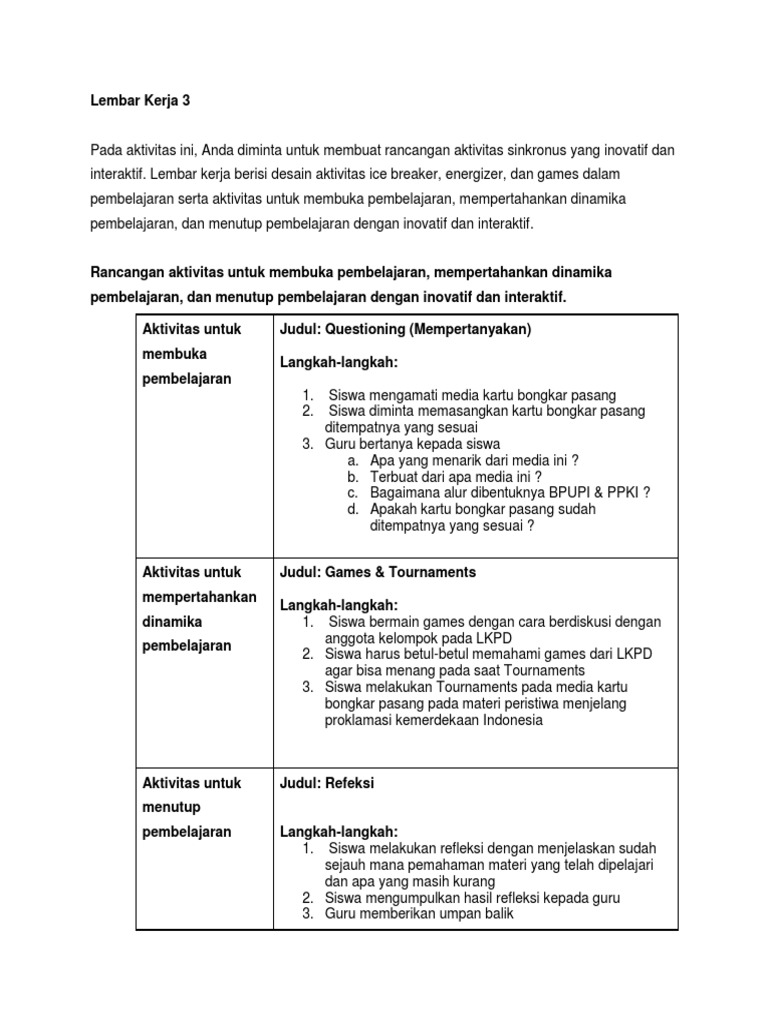 Aktivitas Pembelajaran Interaktif | PDF | Karier & Perkembangan | Seni
