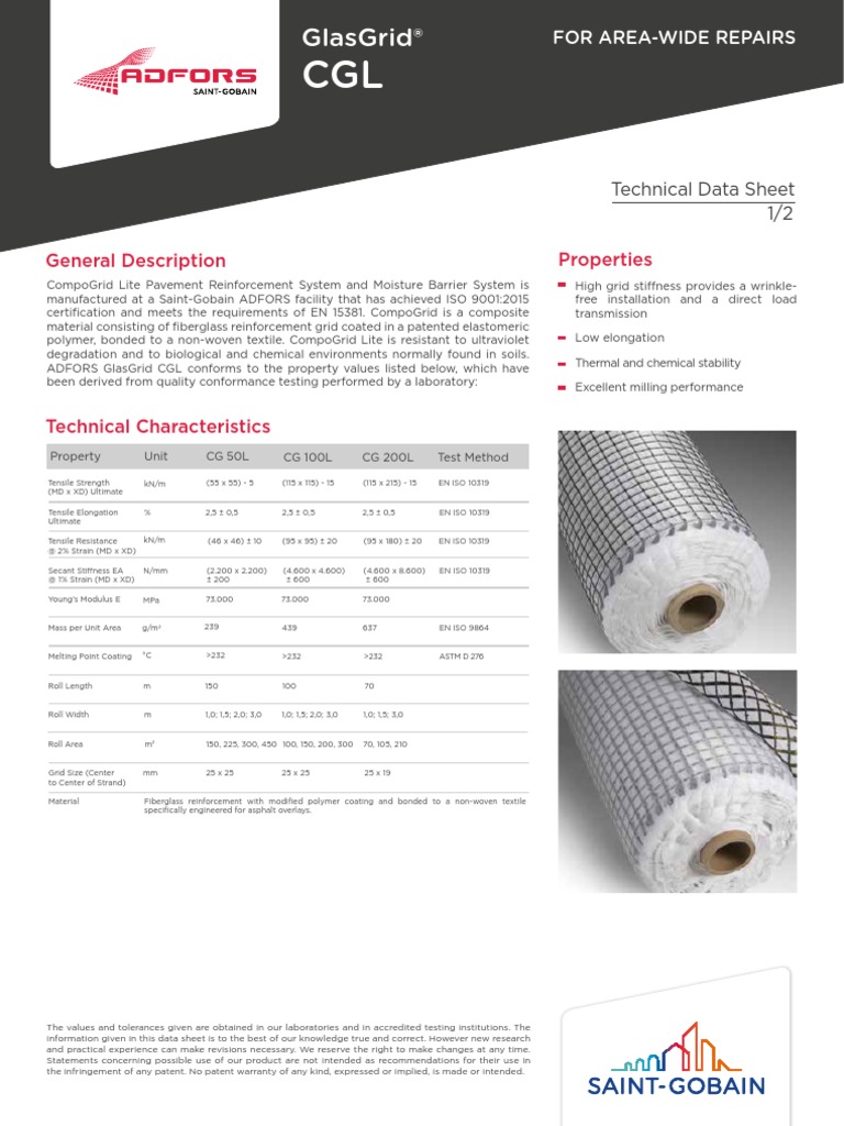 Technical-Data-Sheet-GlasGrid-CGL-EN-1960442 | PDF | Nonwoven Fabric ...
