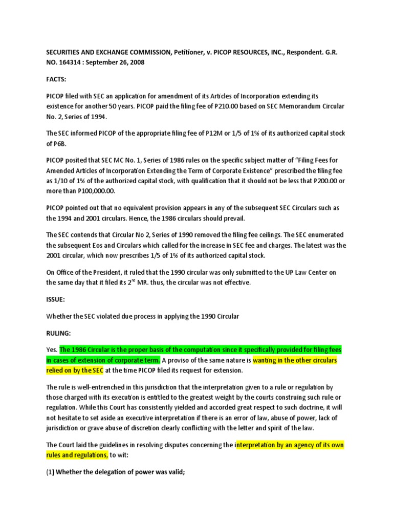 Securities and Exchange Commission vs. Picop Resources Inc. | PDF | U.S ...