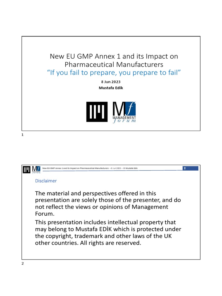 New EU GMP Annex 1 and Its Impact On Pharmaceutical Manufacturers ...