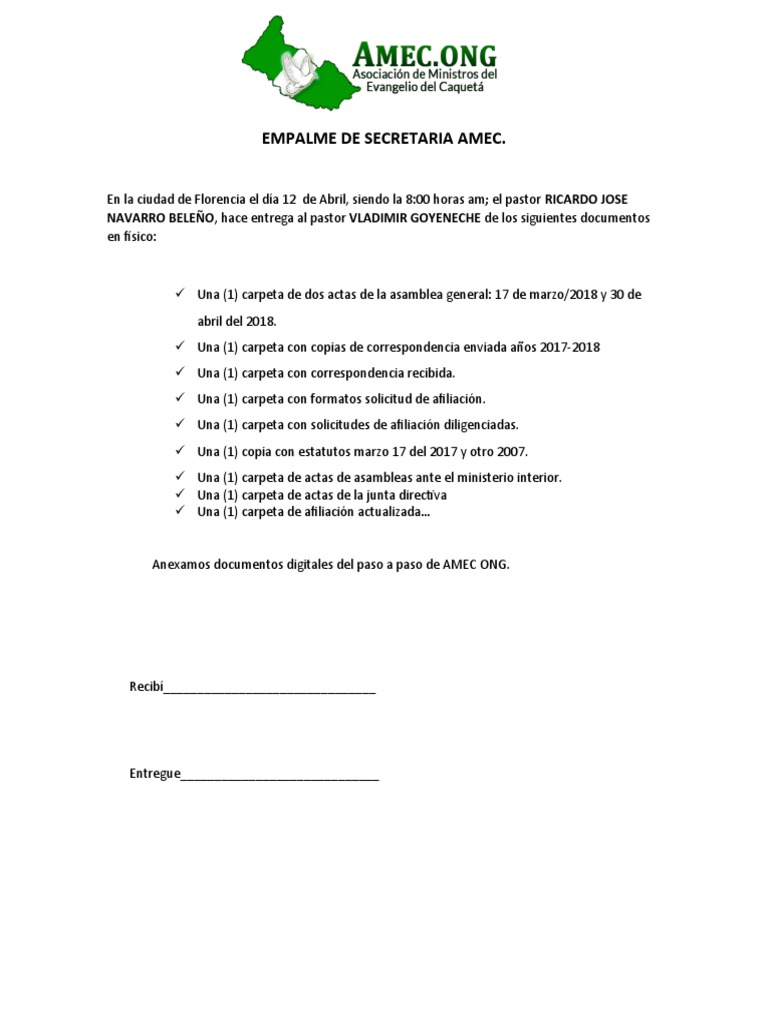 Empalme de Secretaria Amec 2023 | PDF