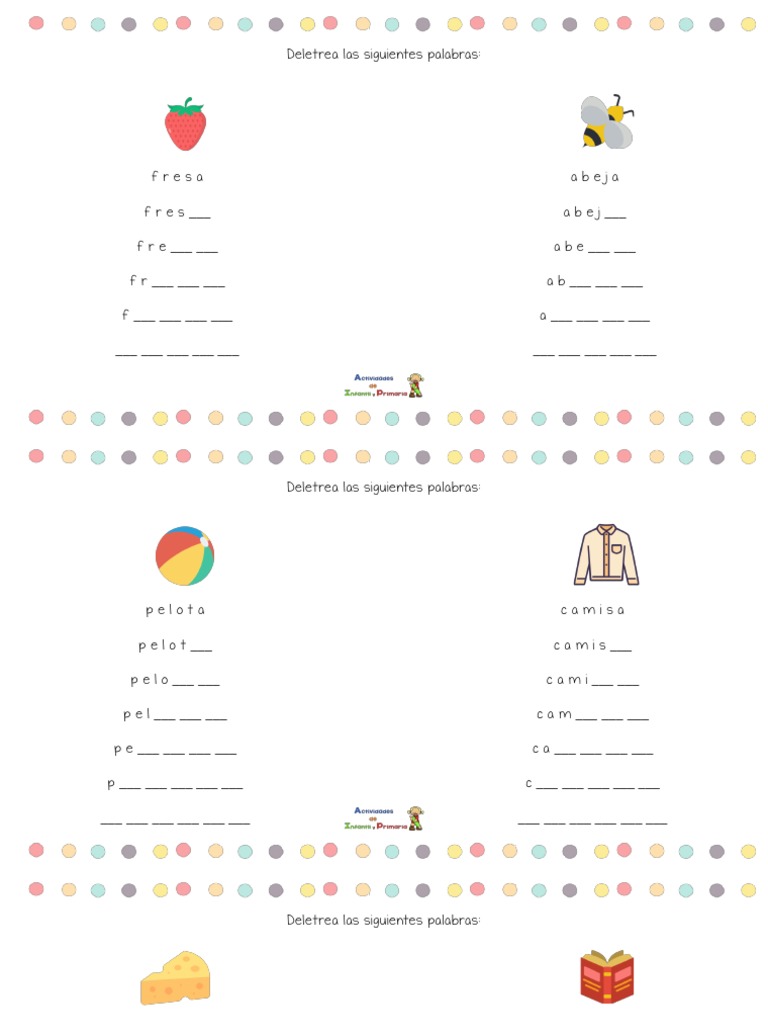 Fichas Deletreo Palabras | PDF