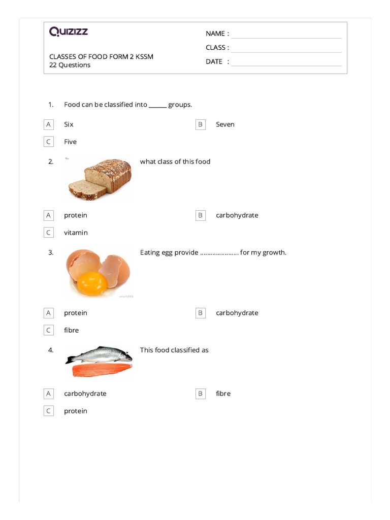Classes of Food Form 2 KSSM | PDF | Foods | Food Energy