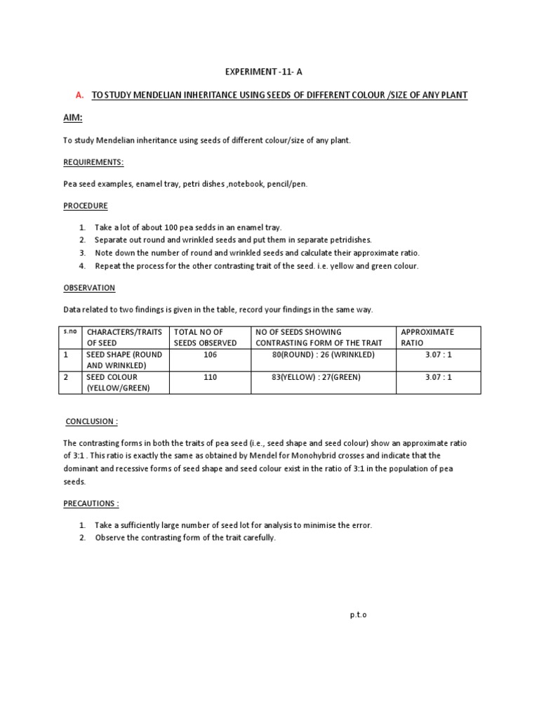 Experiment 11 | PDF | Genetics