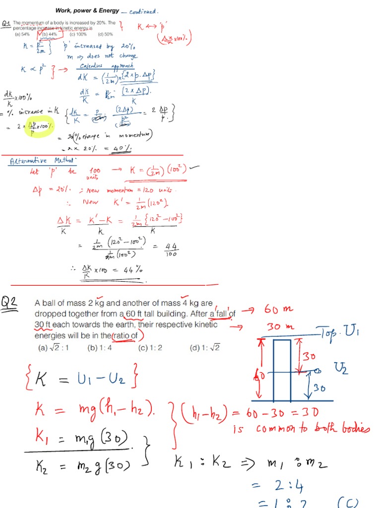 Work Energy and Power Neet Questions With Answer | PDF