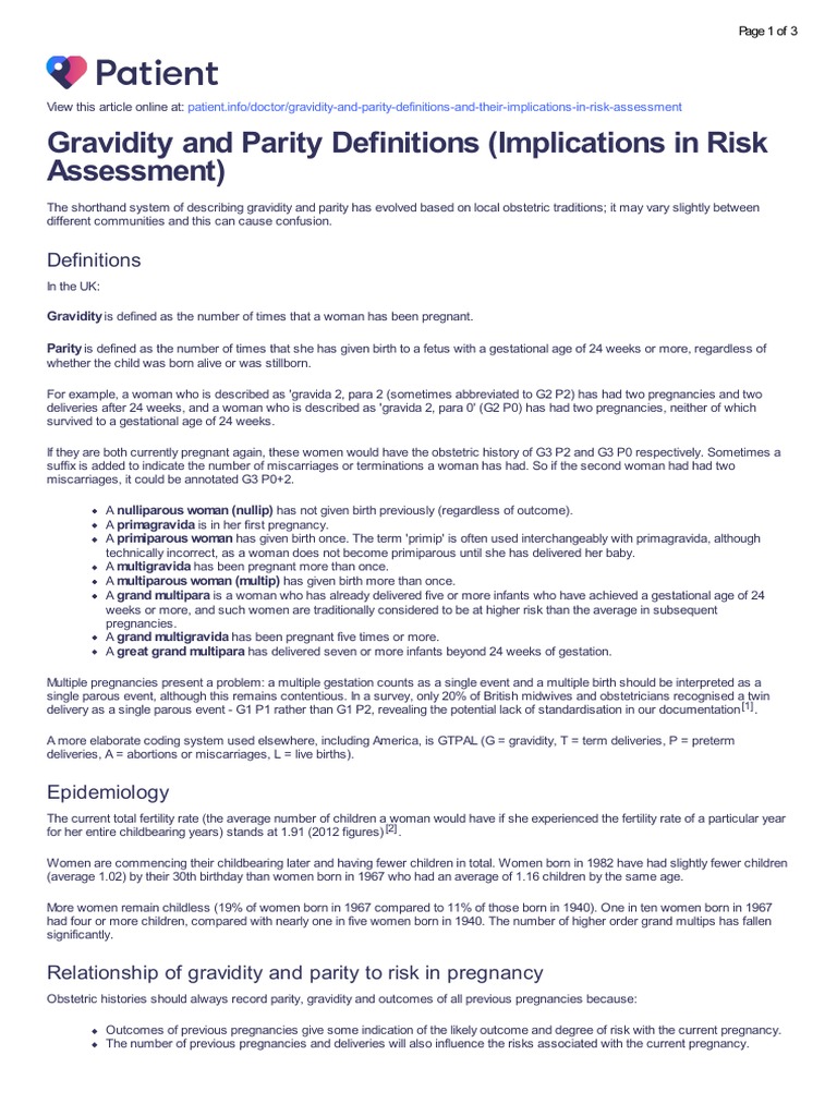 Gravidity and Parity Definitions | PDF | Childbirth | Pregnancy
