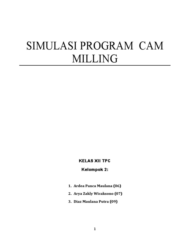 Simulasi Program Cam Milling | PDF