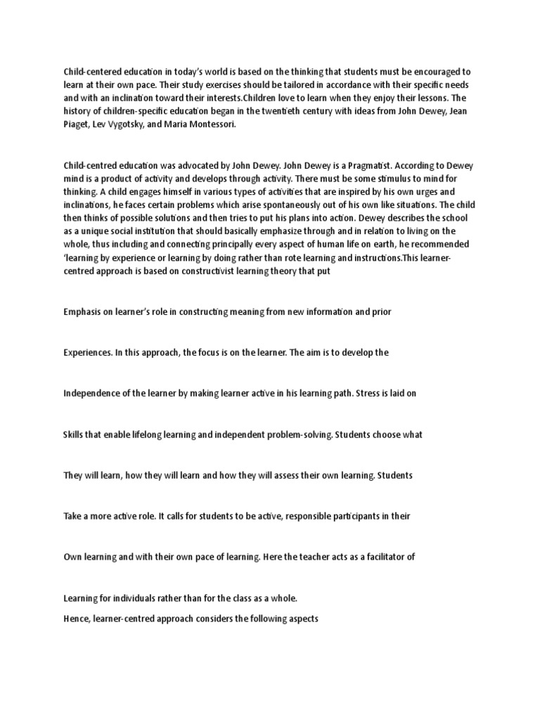 Child Centred Education | PDF | Learning | Change