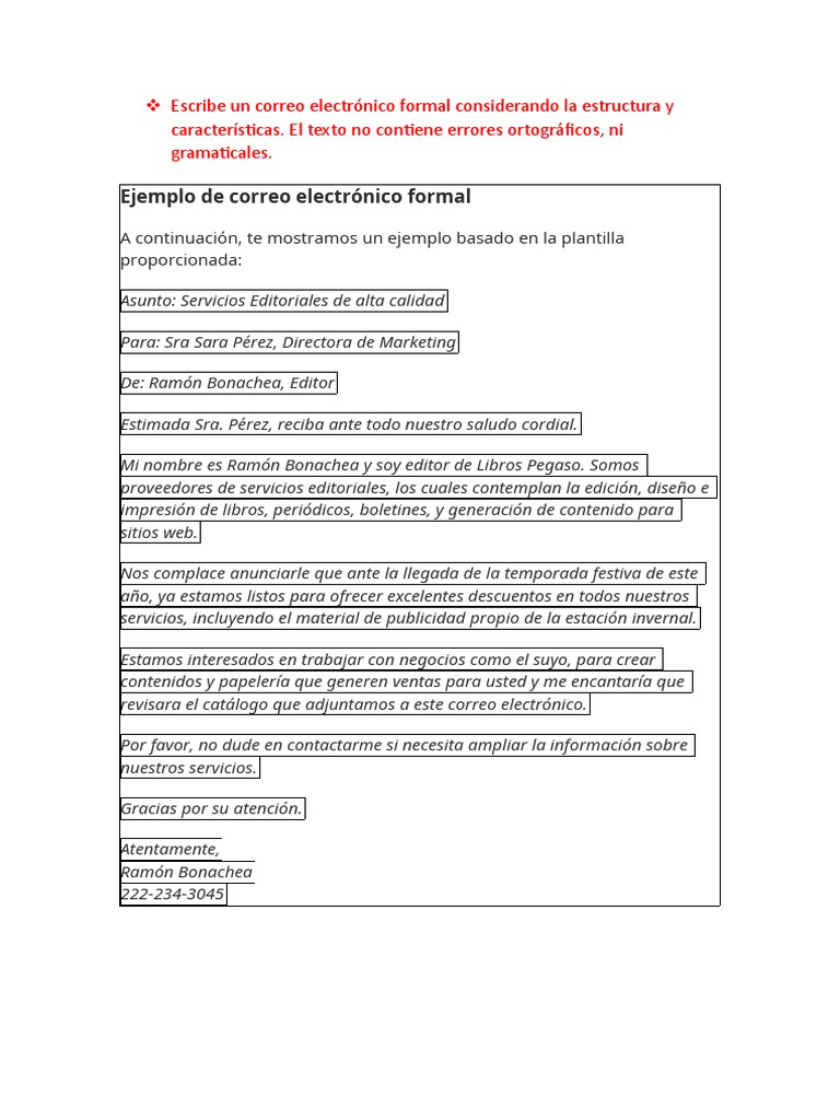 Escribe Un Correo Electrónico Formal Considerando La Estructura y ...