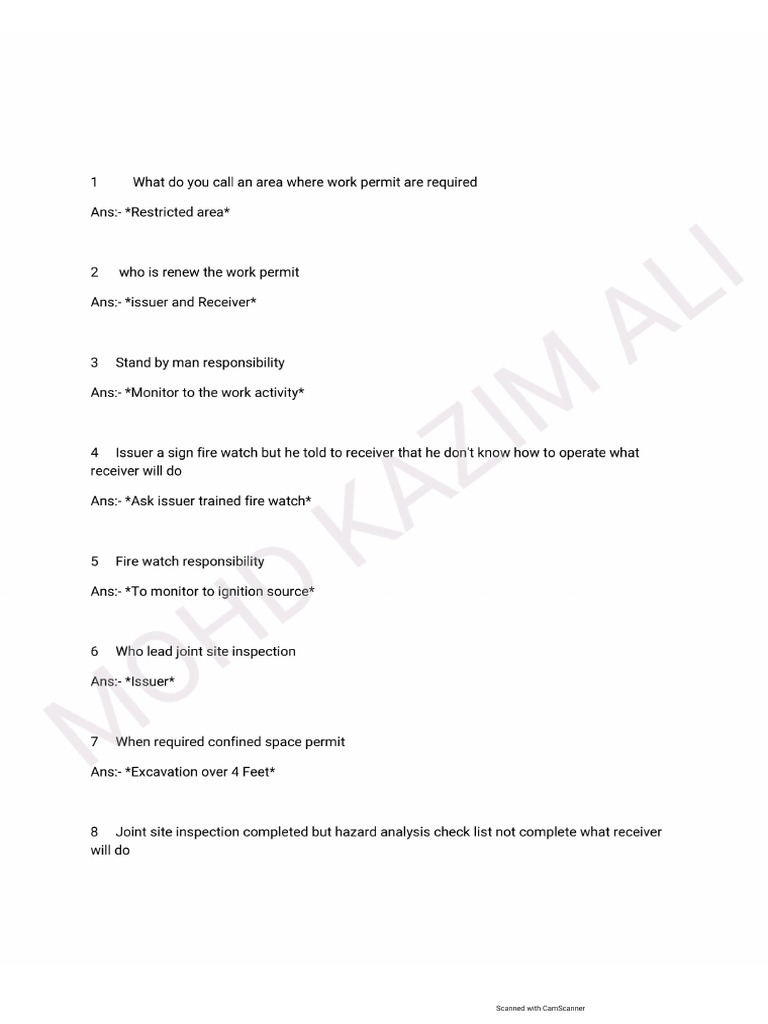 WPR ARAMCO EXAM QUESTIONS | PDF